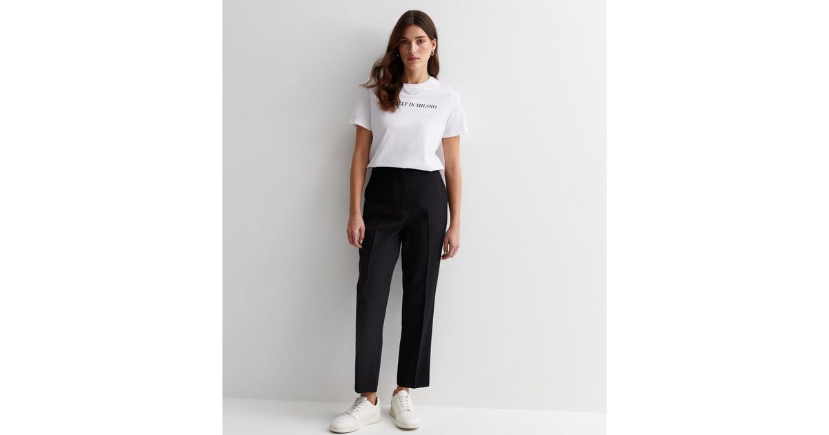 Black Slim Fit Short Length Trousers | New Look