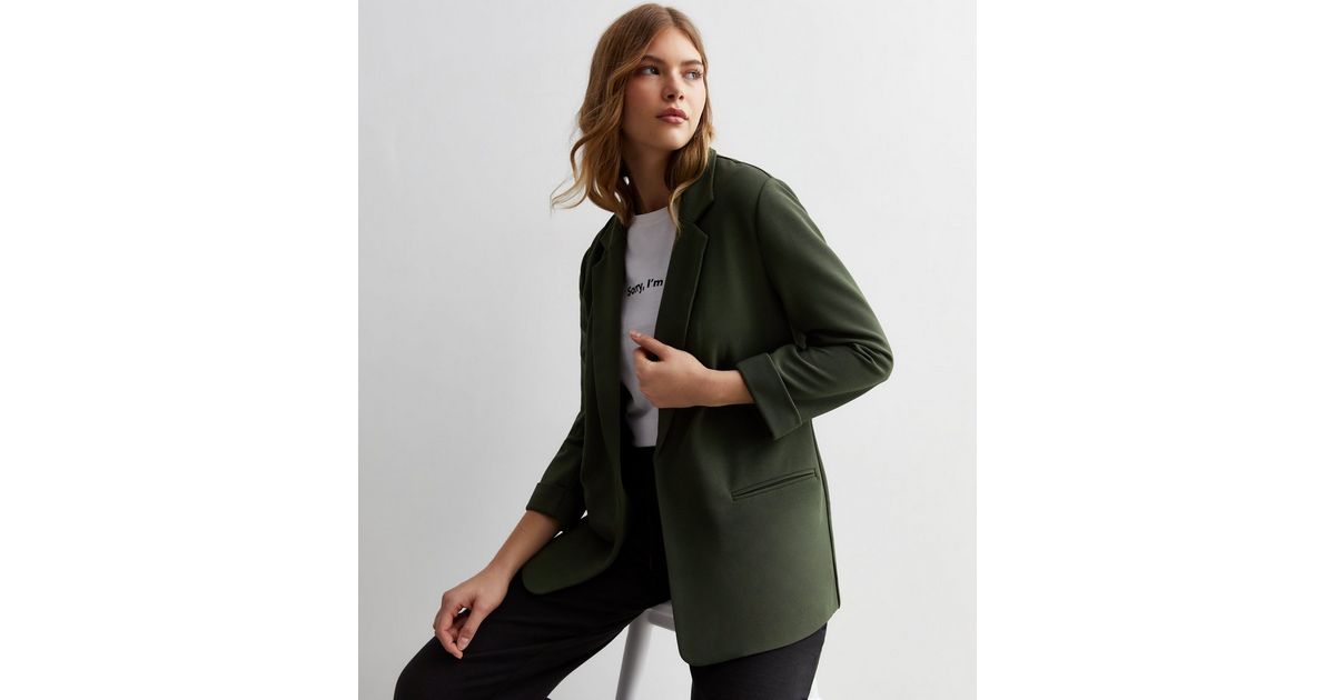 Khaki Ribbed Blazer | New Look