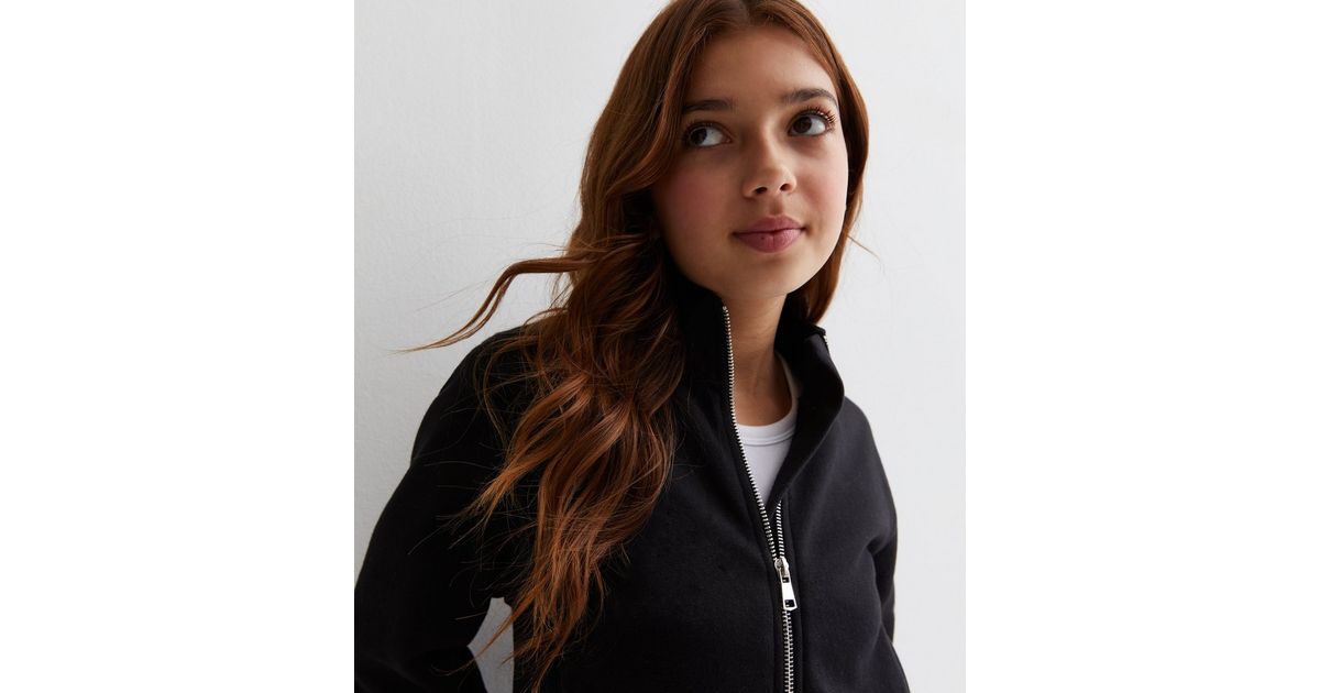 Girls Black Zip Up Jacket | New Look