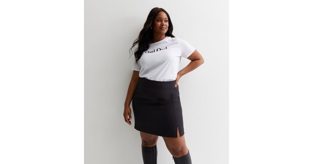Curves High Waisted Side Slit Mini Skirt | New Look