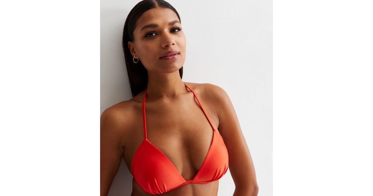 Red Moulded Triangle Bikini Top | New Look