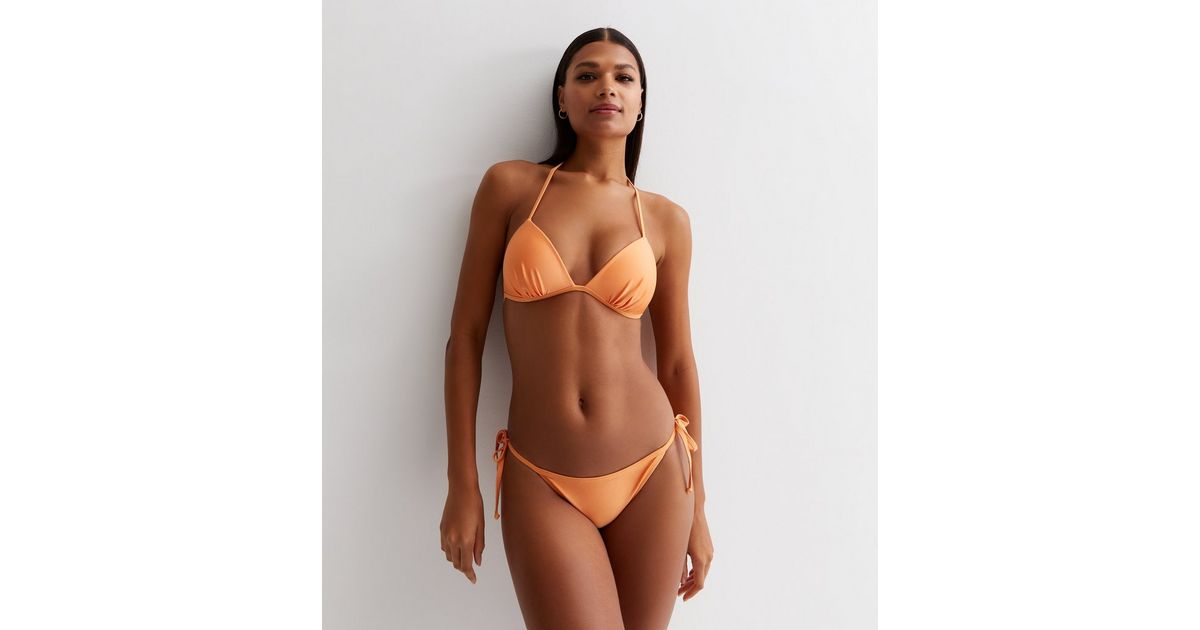 Bright Orange Moulded Triangle Bikini Top New Look