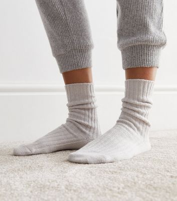 Grey Glitter Ribbed Lounge Socks | New Look