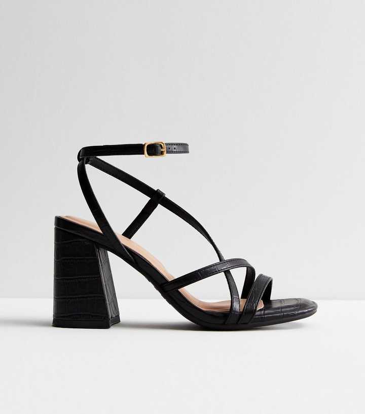Black Strappy Block Heel Sandals | New Look