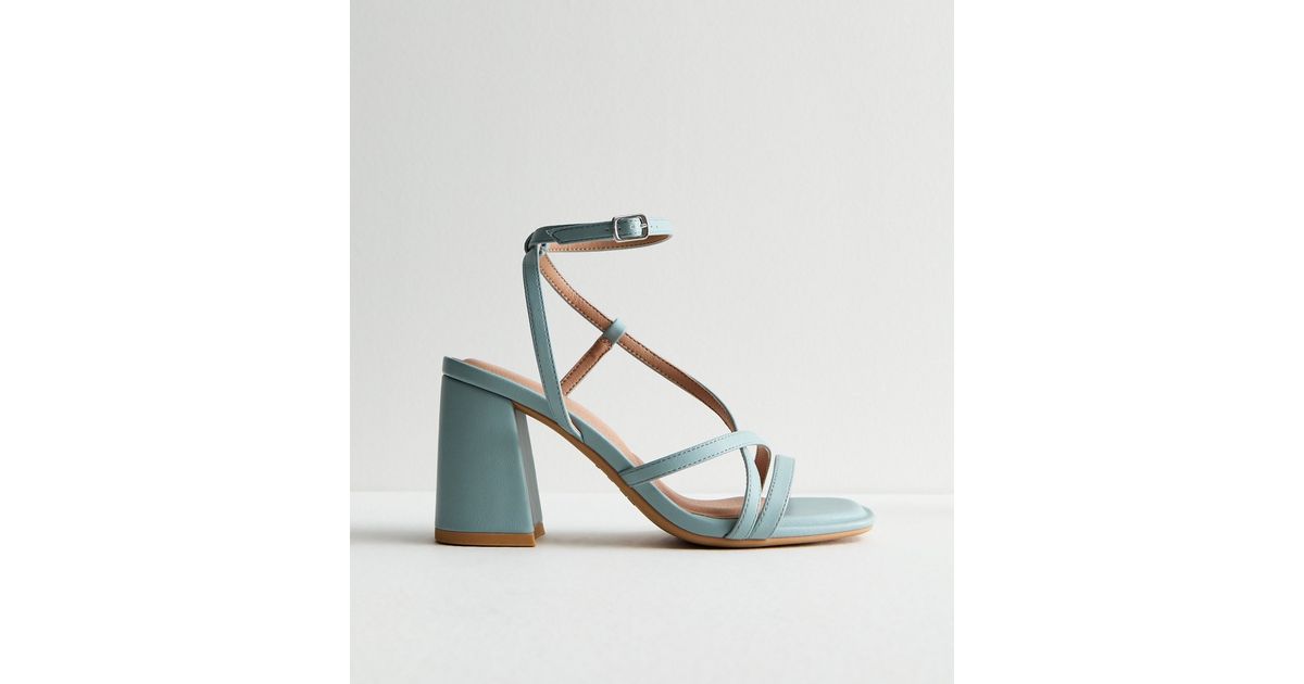 Pale Blue Strappy Block Heel Sandals | New Look
