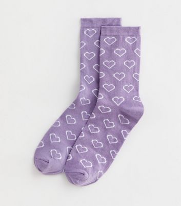 Light Purple Heart Socks | New Look