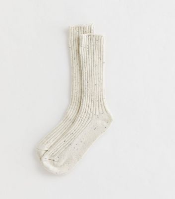 Cream Ribbed Lounge Socks | New Look