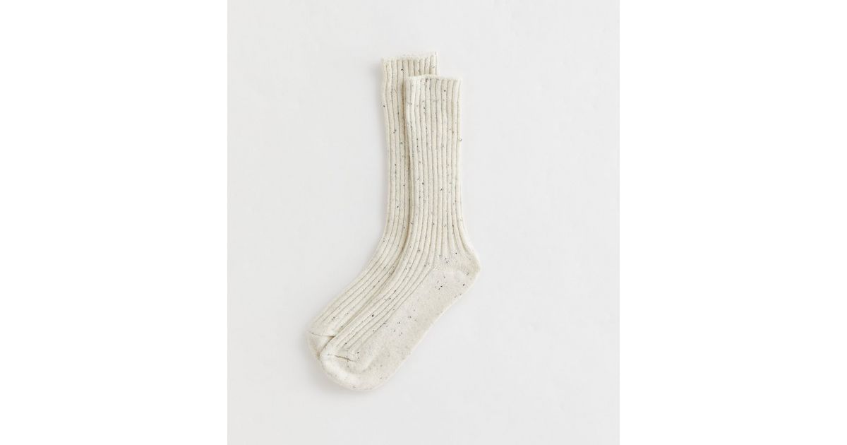 Cream Ribbed Lounge Socks | New Look