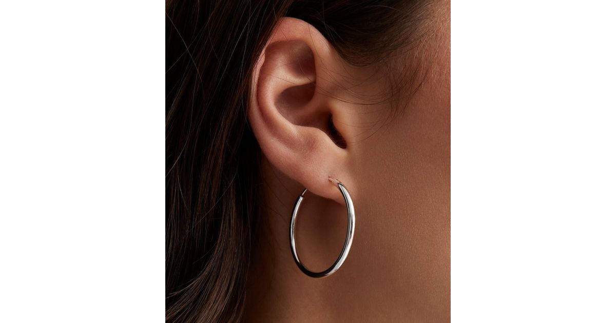 Silver Plated 30mm Hoop Earrings | New Look
