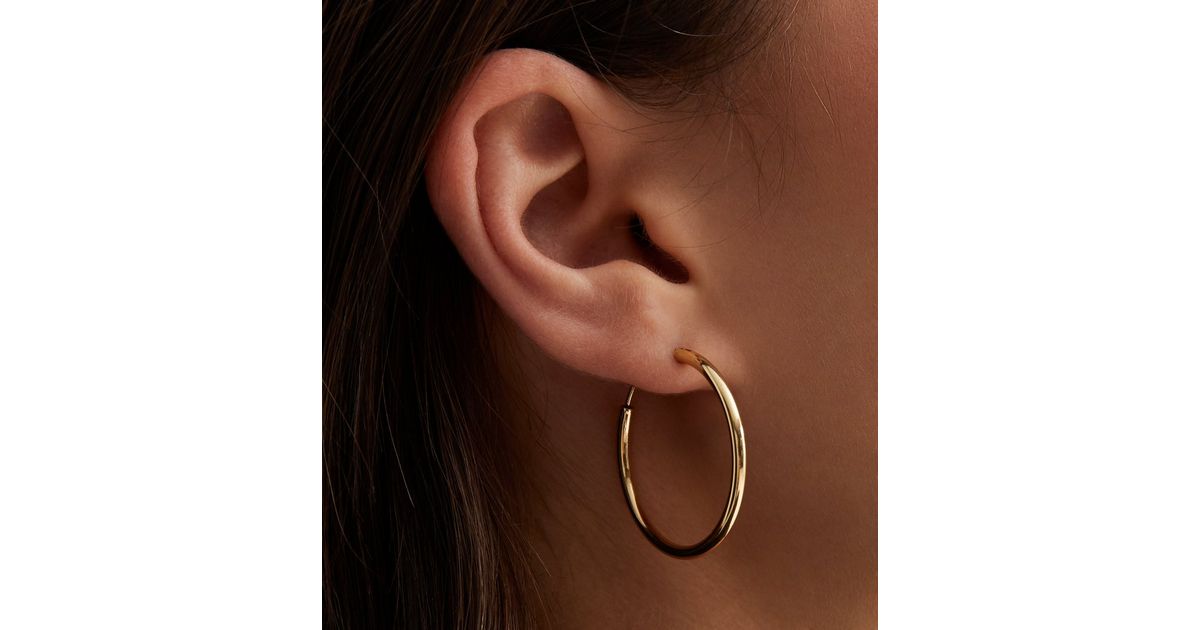 18ct Gold Plated 30mm Hoop Earrings | New Look