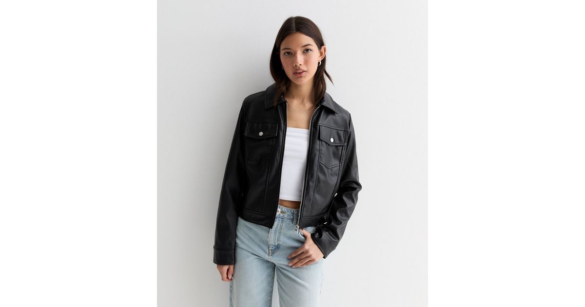 Black Leather-Look Jacket | New Look