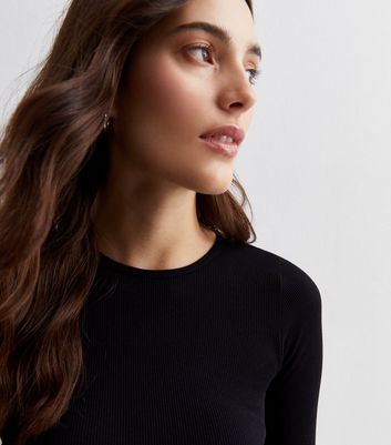 Black Ribbed Seamless Crop Top | New Look