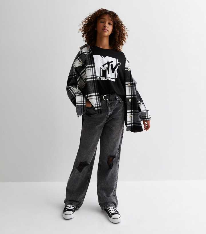 Girls Black Cotton MTV Logo T-Shirt | New Look