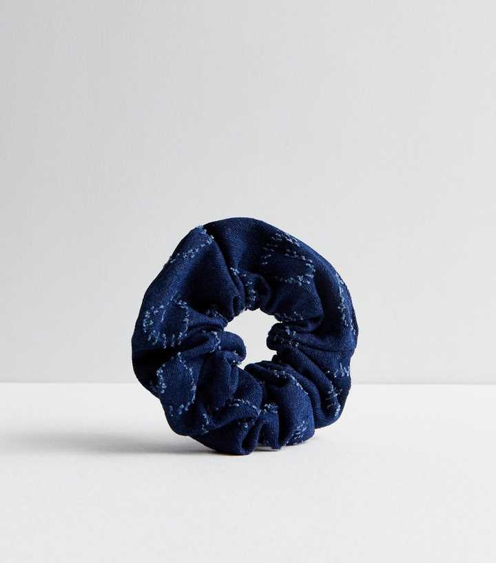 Bright Blue Dark Denim Scrunchie | New Look