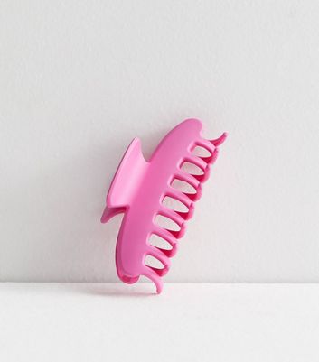 Bright Pink Matte Banana Hair Claw Clip | New Look