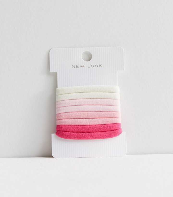 8 Pack Pink Towelling Hair Bands | New Look