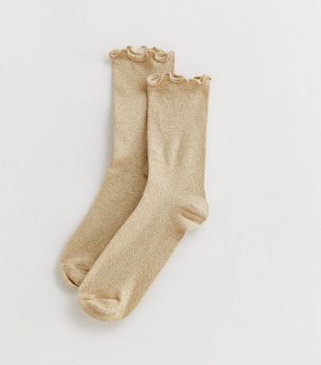 Gold Glitter Frill Socks | New Look