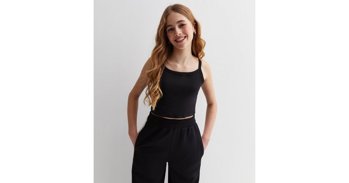 Girls Black Ribbed Crop Cami | New Look