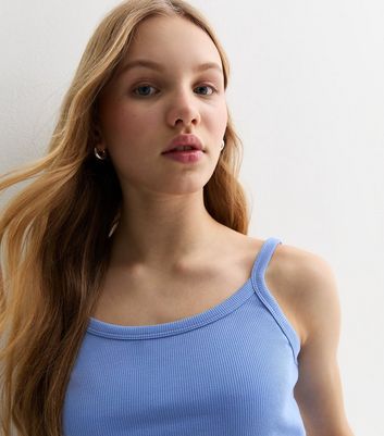 Girls Blue Ribbed Crop Cami | New Look
