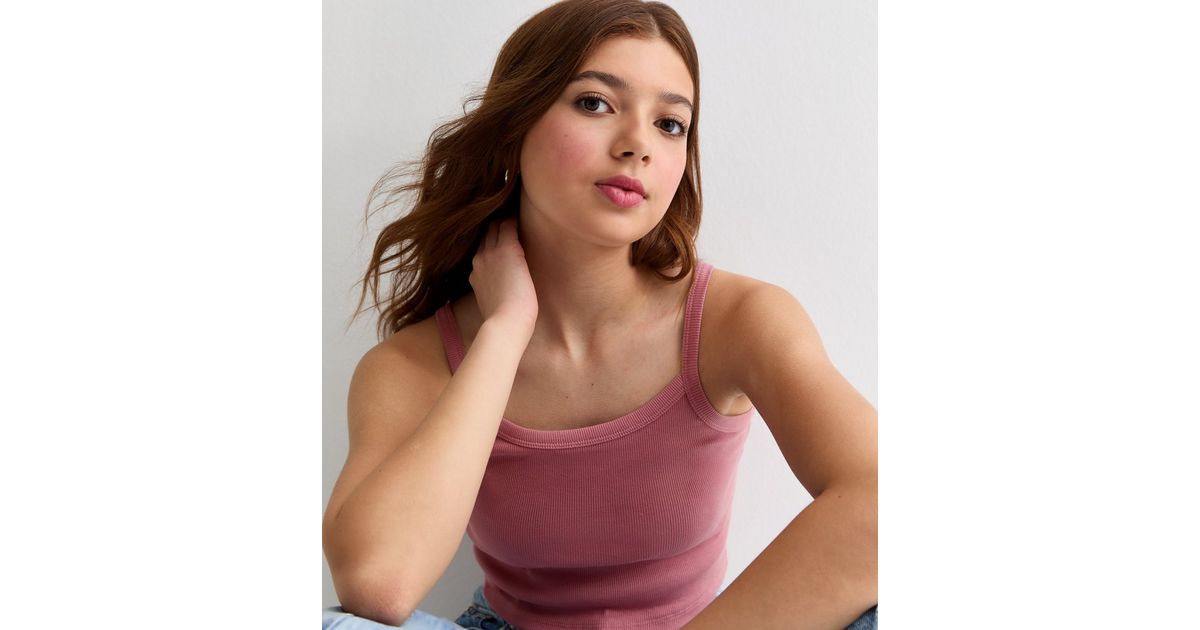 Girls Deep Pink Ribbed Crop Cami | New Look