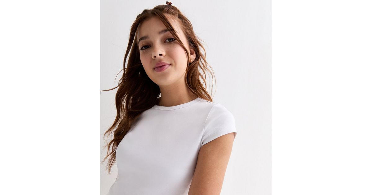Girls White Cap Sleeve Crop Top | New Look