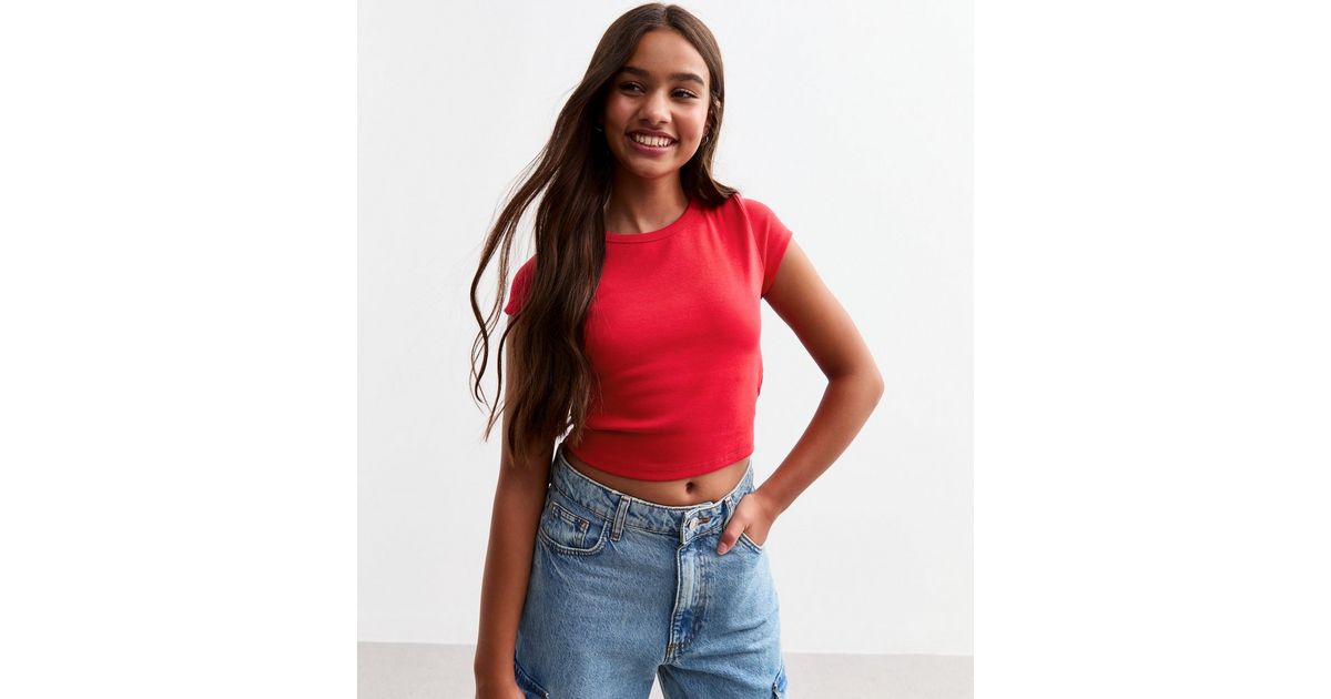 Girls Red Cap Sleeve Crop Top | New Look