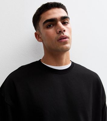 Black Oversized Crew Neck Sweatshirt | New Look