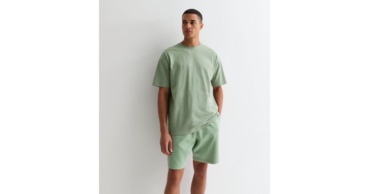 Light Green Cotton Crew Neck Oversized T-Shirt | New Look