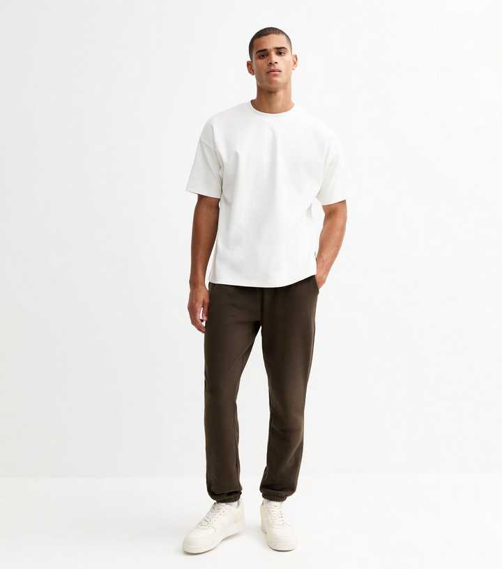 Dark Brown Regular Fit Jersey Joggers | New Look