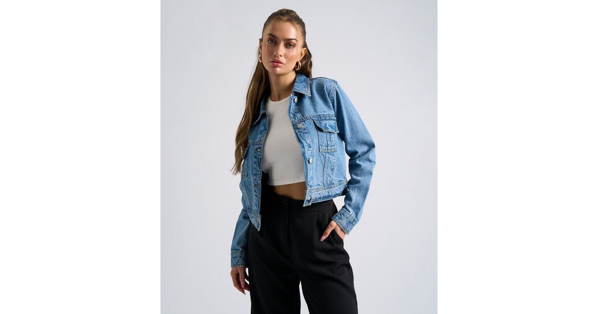 Urban Bliss Blue Denim Crop Jacket | New Look