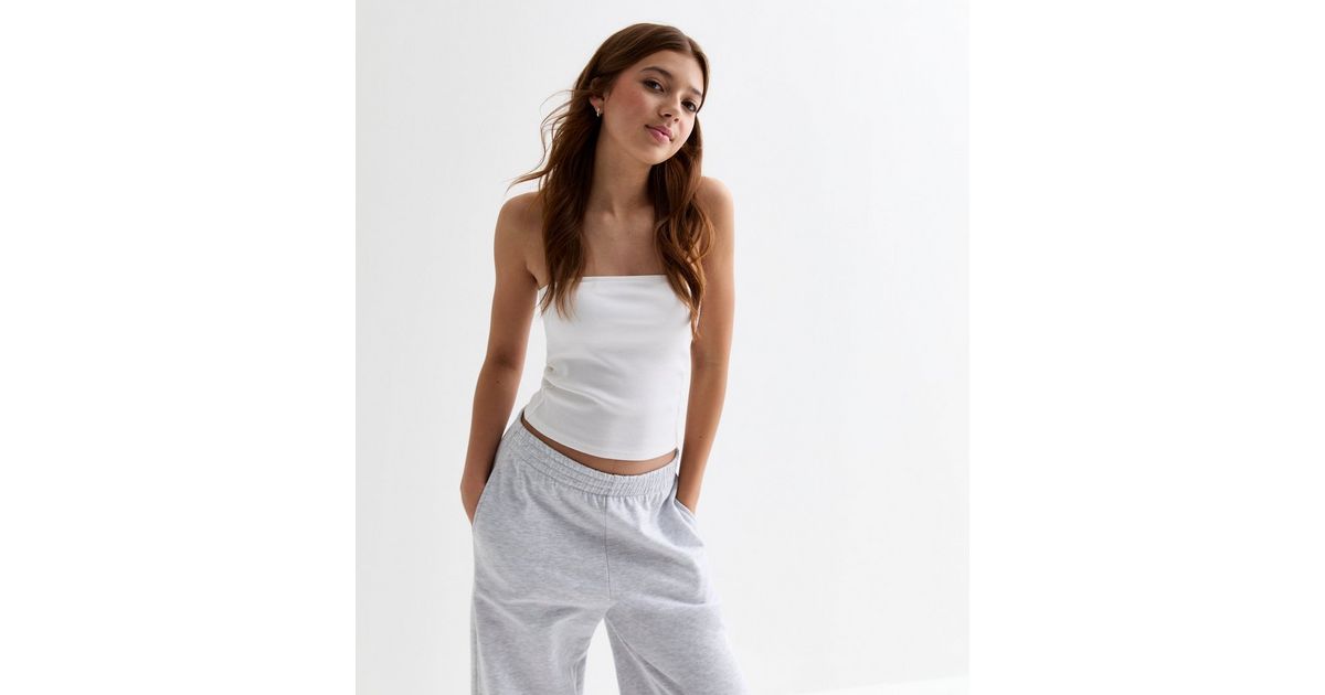 Girls White Ribbed Bandeau Top | New Look