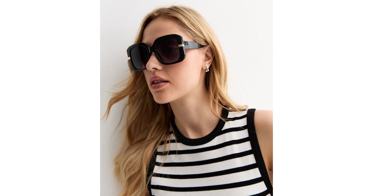 Black Square Frame Sunglasses | New Look