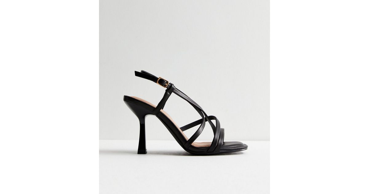 Extra Wide Fit Black Strappy Stiletto Heel Sandals | New Look