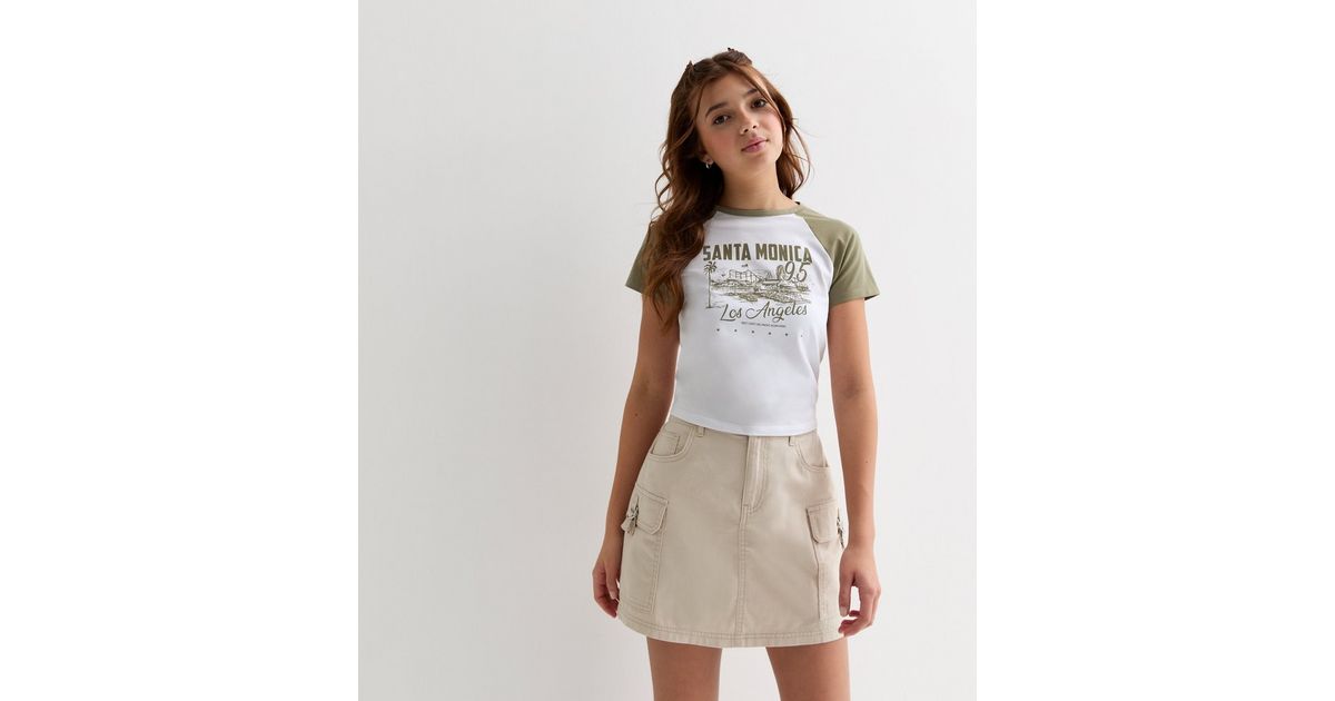 Girls Stone Cotton Buckle Cargo Skirt | New Look