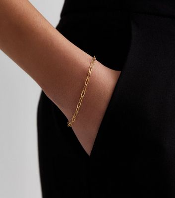 18ct Gold Plated Textured Chain Bracelet | New Look