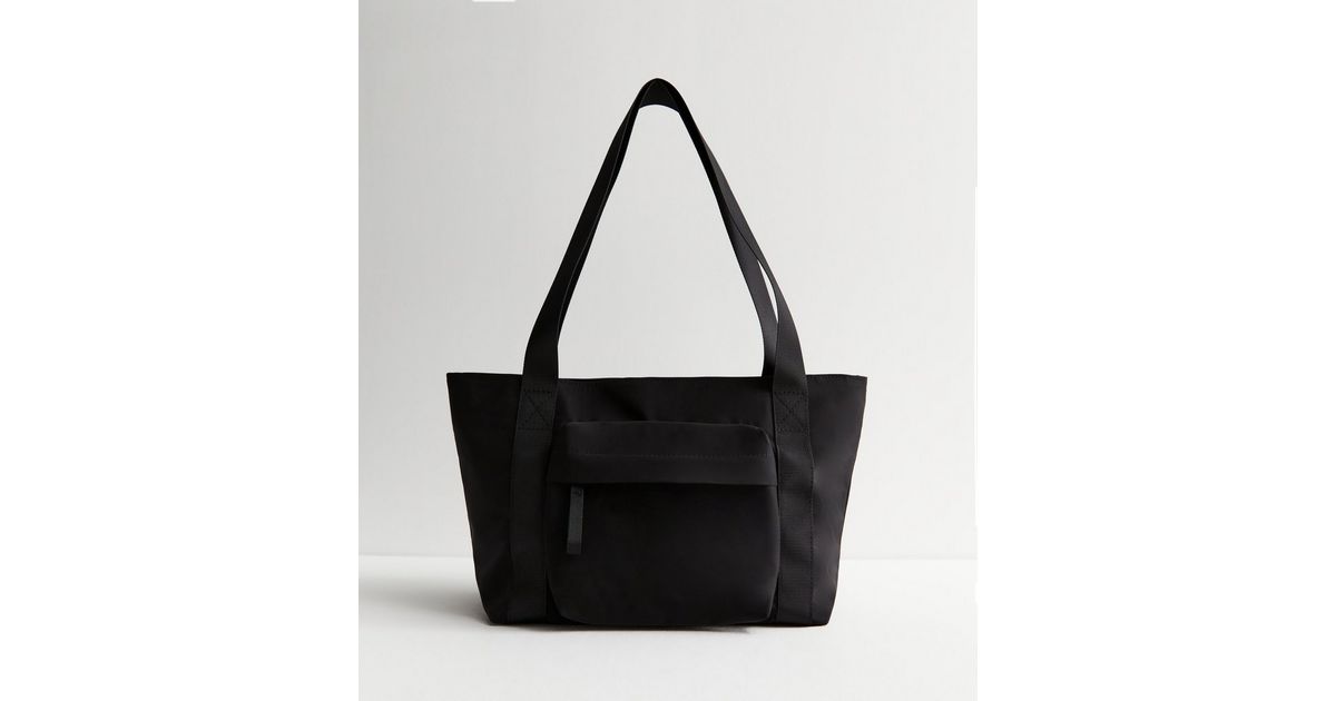Black Pocket Front Tote Bag | New Look