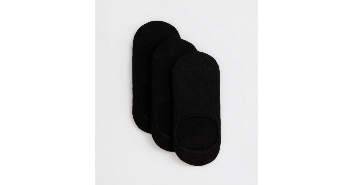 3 Pack Black Sports Heel-Grip Invisible Socks | New Look