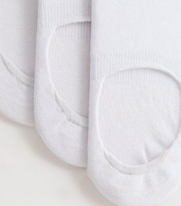 3 Pack White Sports Heel Grip Invisible Socks New Look