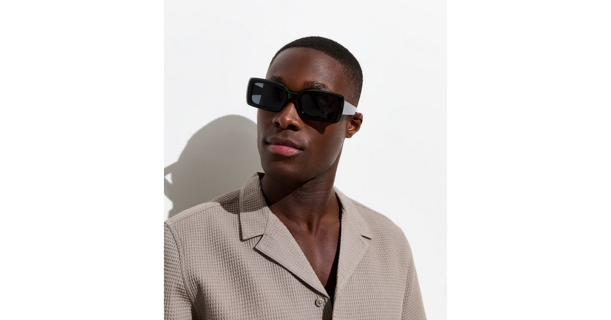 Black Rectangle Frame Sunglasses New Look