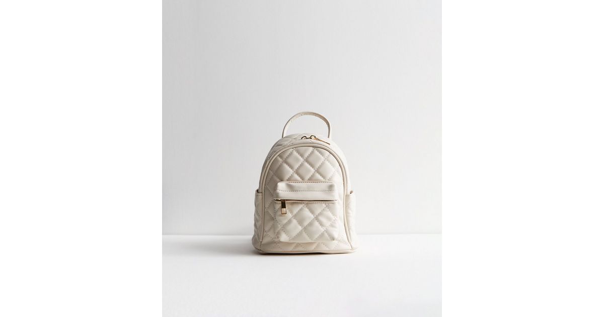 Cream Quilted Mini Backpack | New Look