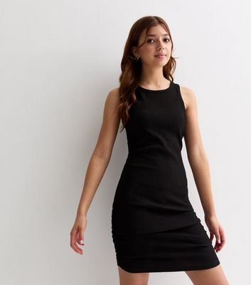 Girls Black Textured Jersey Racer Mini Dress | New Look