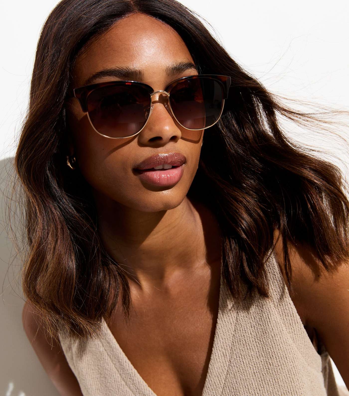 Brown Tortoiseshell Effect Square Frame Sunglasses New Look