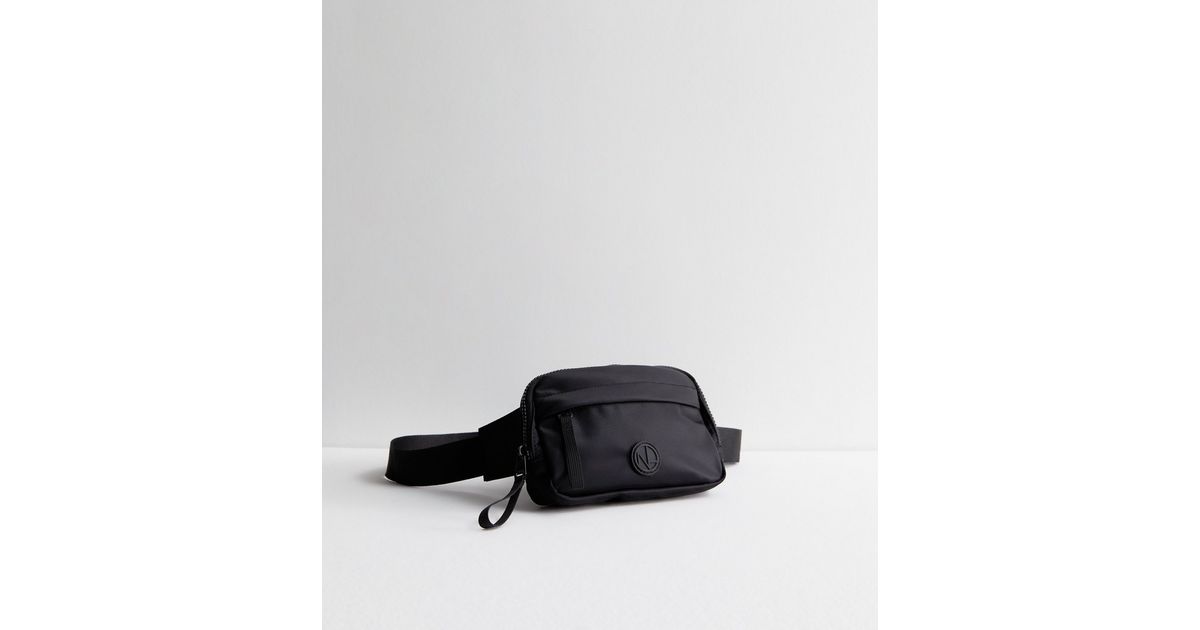 Black Nylon Pocket Front Bumbag | New Look
