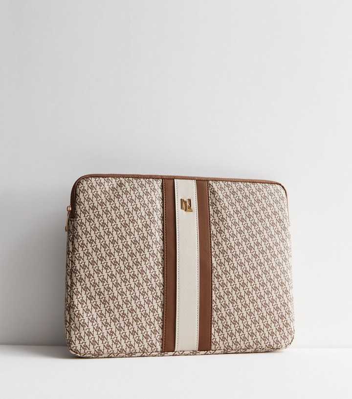 Stone Monogram Laptop Case | New Look