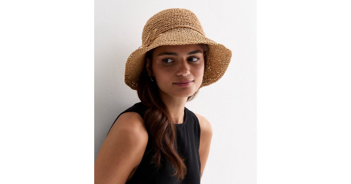 Tan Straw Effect Packable Bucket Hat | New Look