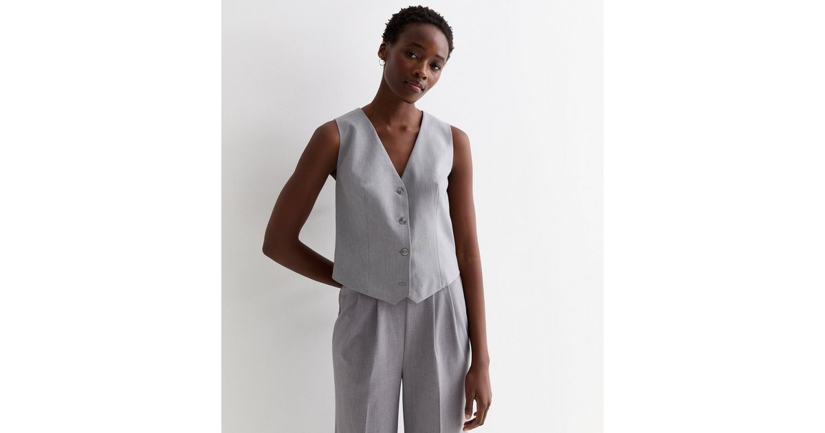 Tall Grey Button Front Waistcoat | New Look