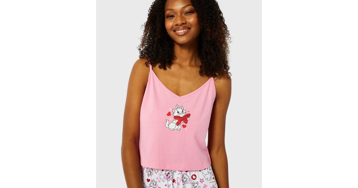 Skinnydip Pink Trouser Pyjama Set with Disney Christmas Marie Print | New Look