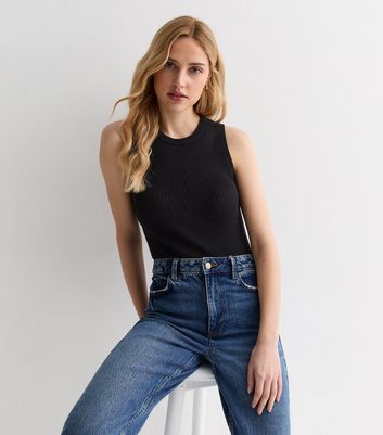 Black Ribbed Knit Vest | New Look