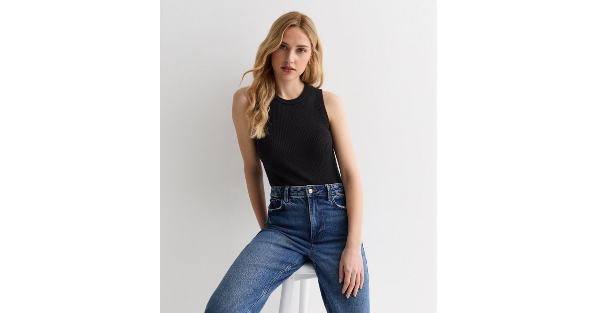 Black Ribbed Knit Vest | New Look