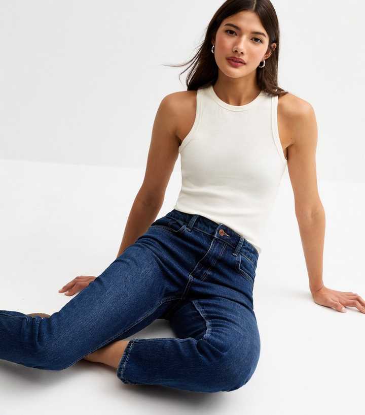 Cream Ribbed Jersey Racerback Vest | New Look